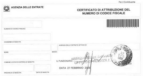 Codice fiscale per stranieri Codice fiscale per stranieri